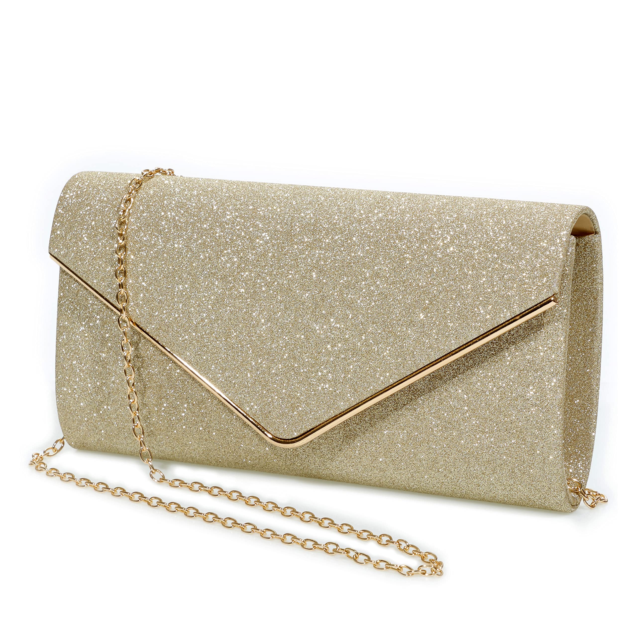 Mansherry Evening Bag Clutch Purses for Women, Ladies Sparkling Party Handbag Wedding Bag Purse Gold