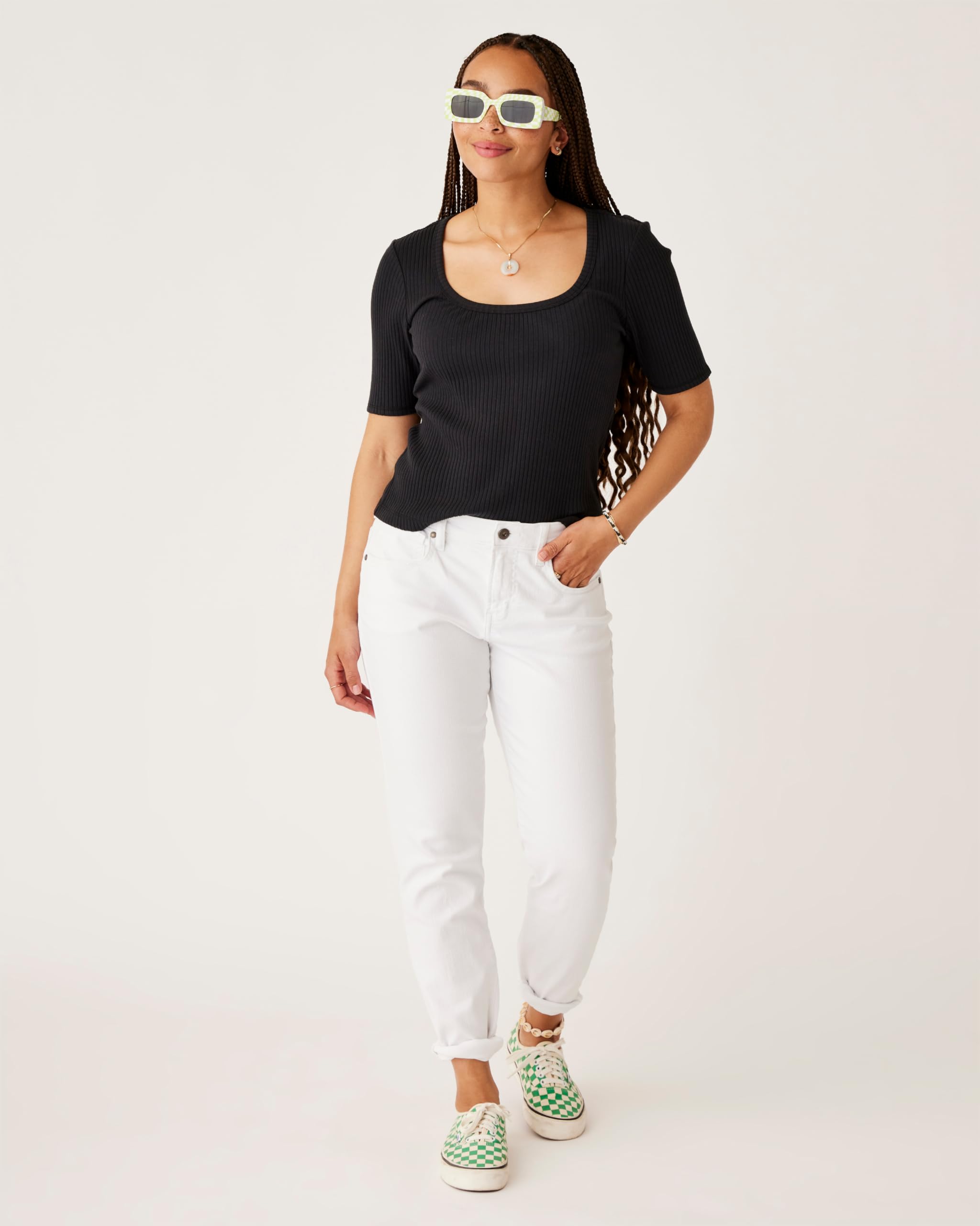Carve Designs Carson Boyfriend Jeans for Women - Mid-Rise & Relaxed Fit White 4