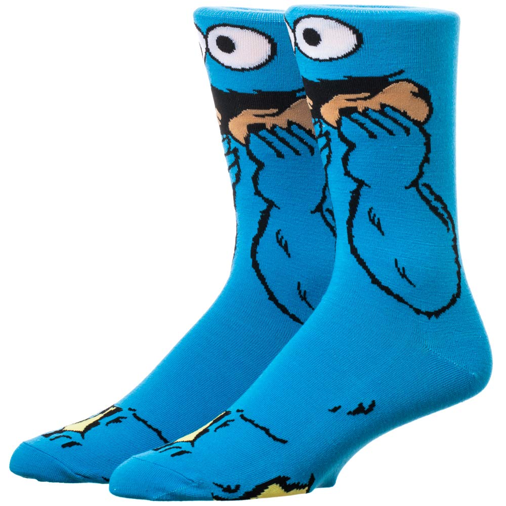 Bioworld Sesame Street Cookie Monster 360-Degree Graphic Print Crew Socks for Men