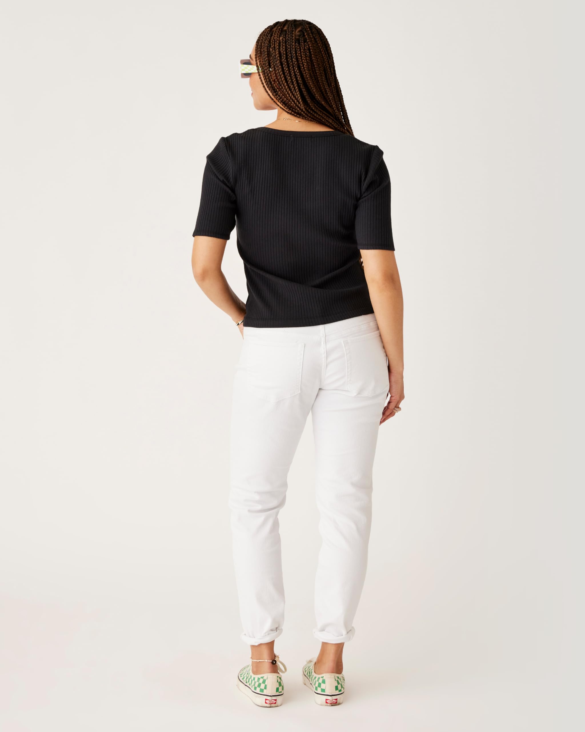 Carve Designs Carson Boyfriend Jeans for Women - Mid-Rise & Relaxed Fit White 4