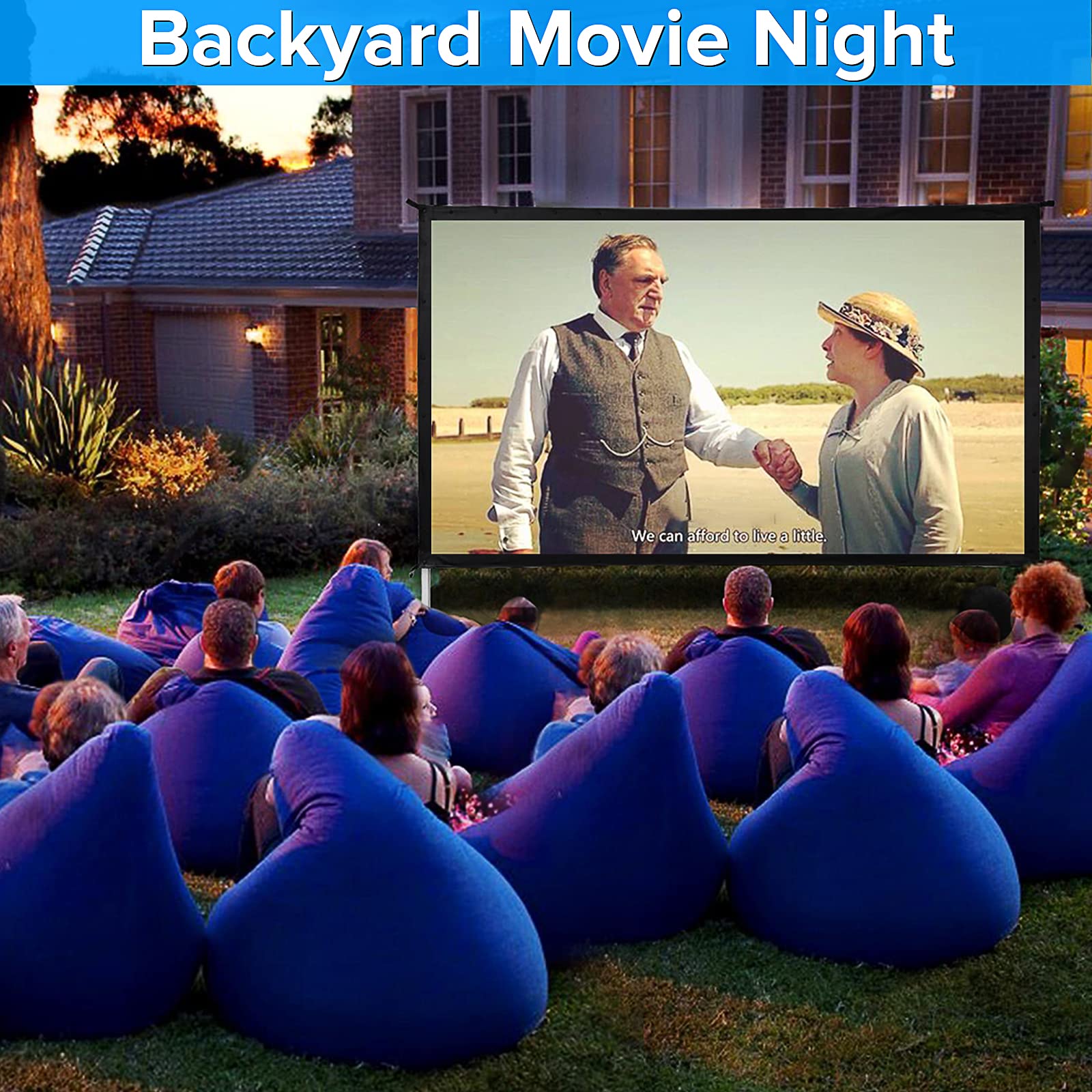 Projector Screen and Stand,JWSIT 80 inch Outdoor Movie Screen-Upgraded 3 Layers PVC 16:9 Outdoor Projector Screen,Portable Video Projection Screen with Carrying Bag for Home Theater Backyard