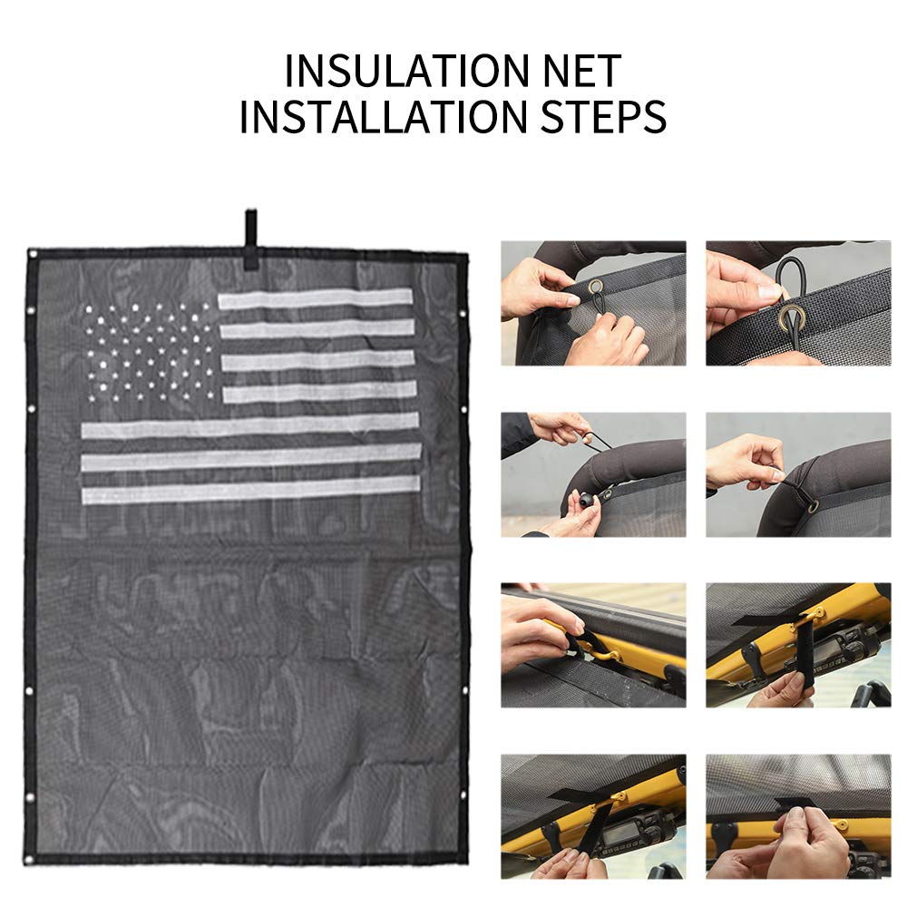 Voodonala for Jeep TJ Durable Mesh Sunshade Top Cover Provides UV Sun Shade Protection for 1997-2006 Jeep Wrangler TJ(US Flag)
