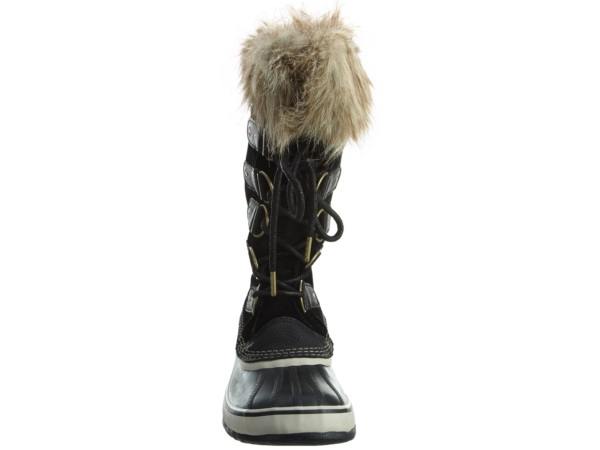 Womens Sorel Joan of Arctic Faux Fur Cuff Warm Winter Waterproof Boots - Black/Quarry - 10