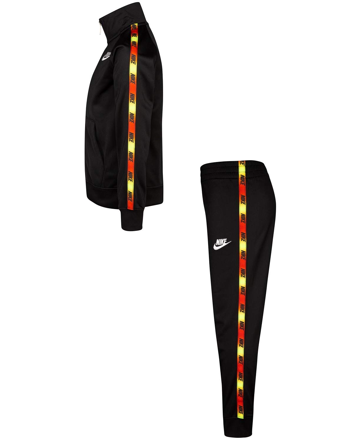 Nike Boy`s Full Zip Jacket And Pants Tracksuit 2 Piece Set (Black(86F278-023)/Yellow, 4 Years)