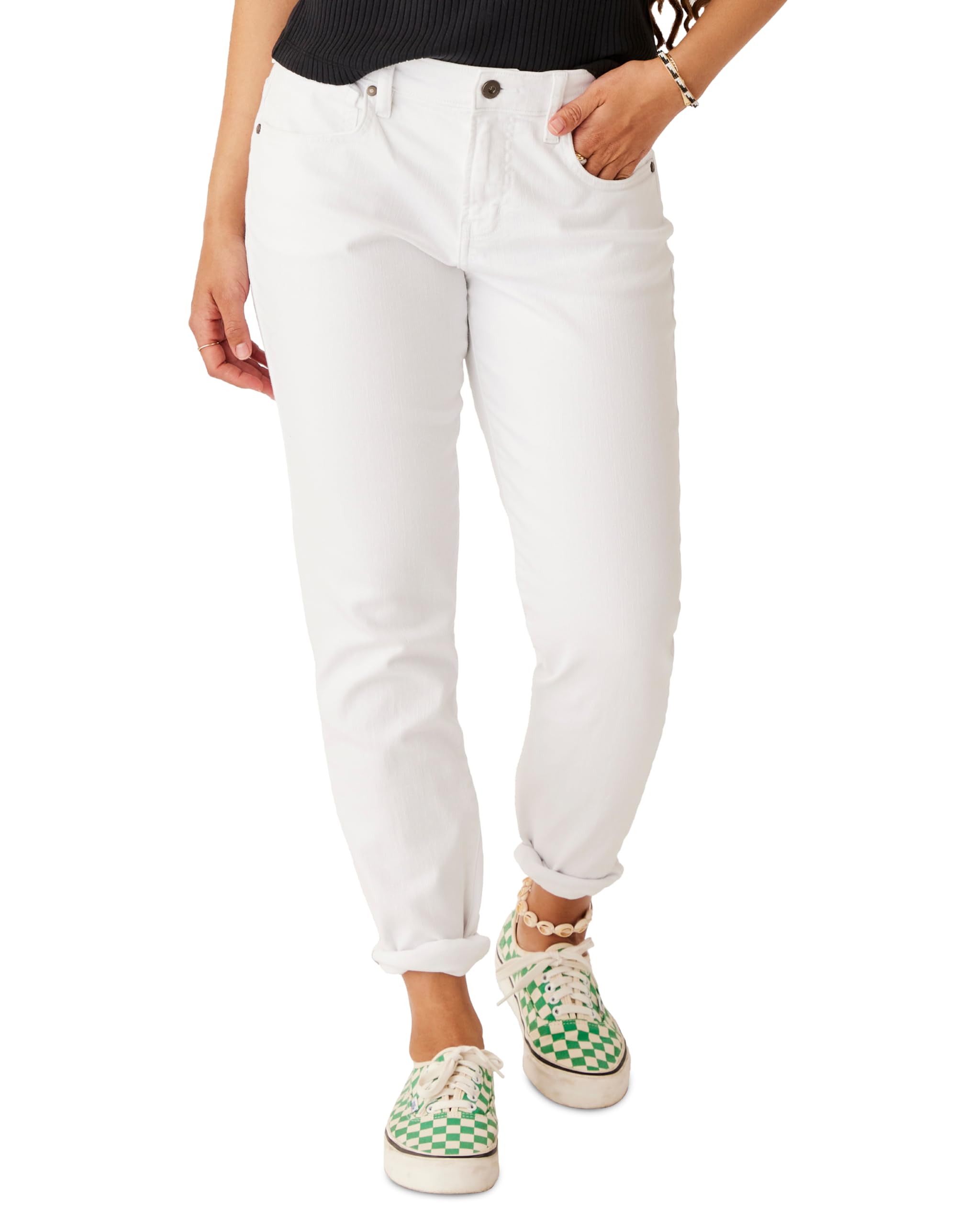 Carve Designs Carson Boyfriend Jeans for Women - Mid-Rise & Relaxed Fit White 4