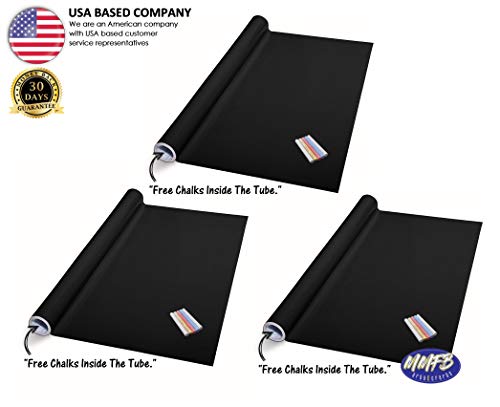 MMFB Black Board Sticker Dry Erase, Chalkboard Wallpaper Stick and Peel Adhesive Roll with 15 Chalks for Wall, Tables, Schools, Home(17.8" X 108", 3 Pack)