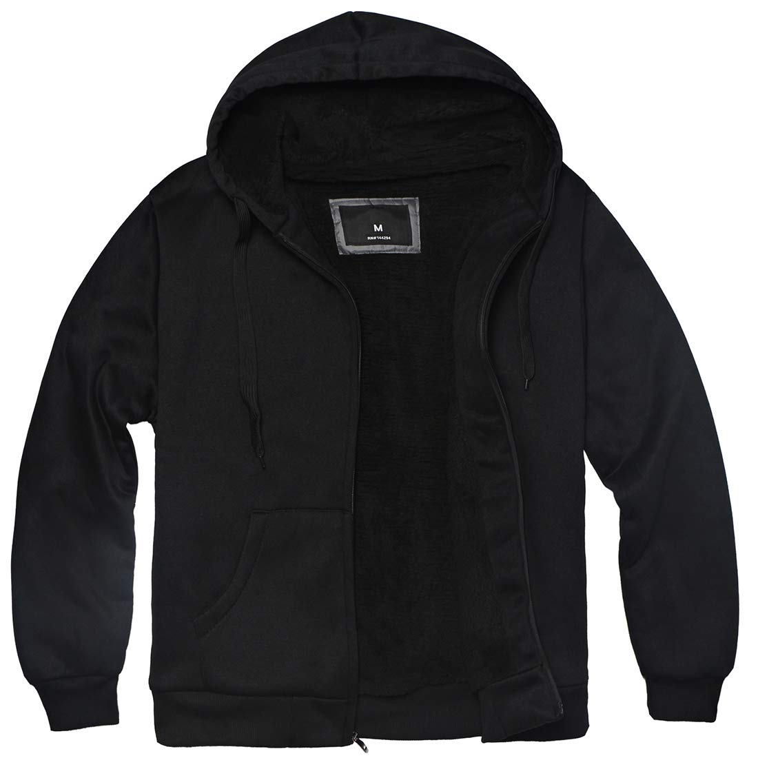 Gary Com Heavyweight Hoodies for Men, 1.8 lbs Sherpa Lined Fleece Full Zip Plus Size Sweatshirt Jackets Outwear (Black, M)