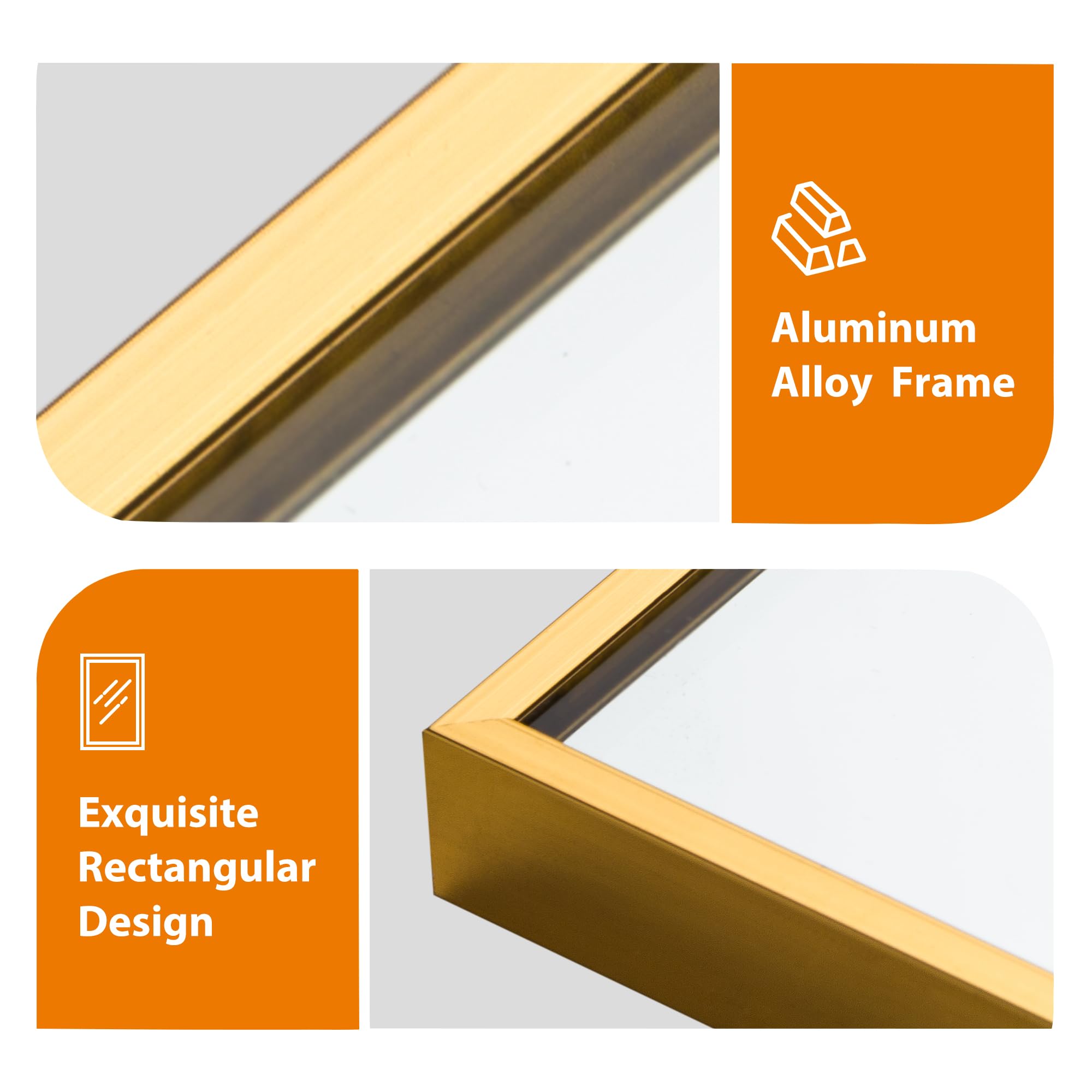 self Full Length Floor Mirror 65"×22" Metal Aluminum Alloy Frame Floor Mirror with Standing Holde Standing Hanging or Leaning Against Wall Mirror,Golden