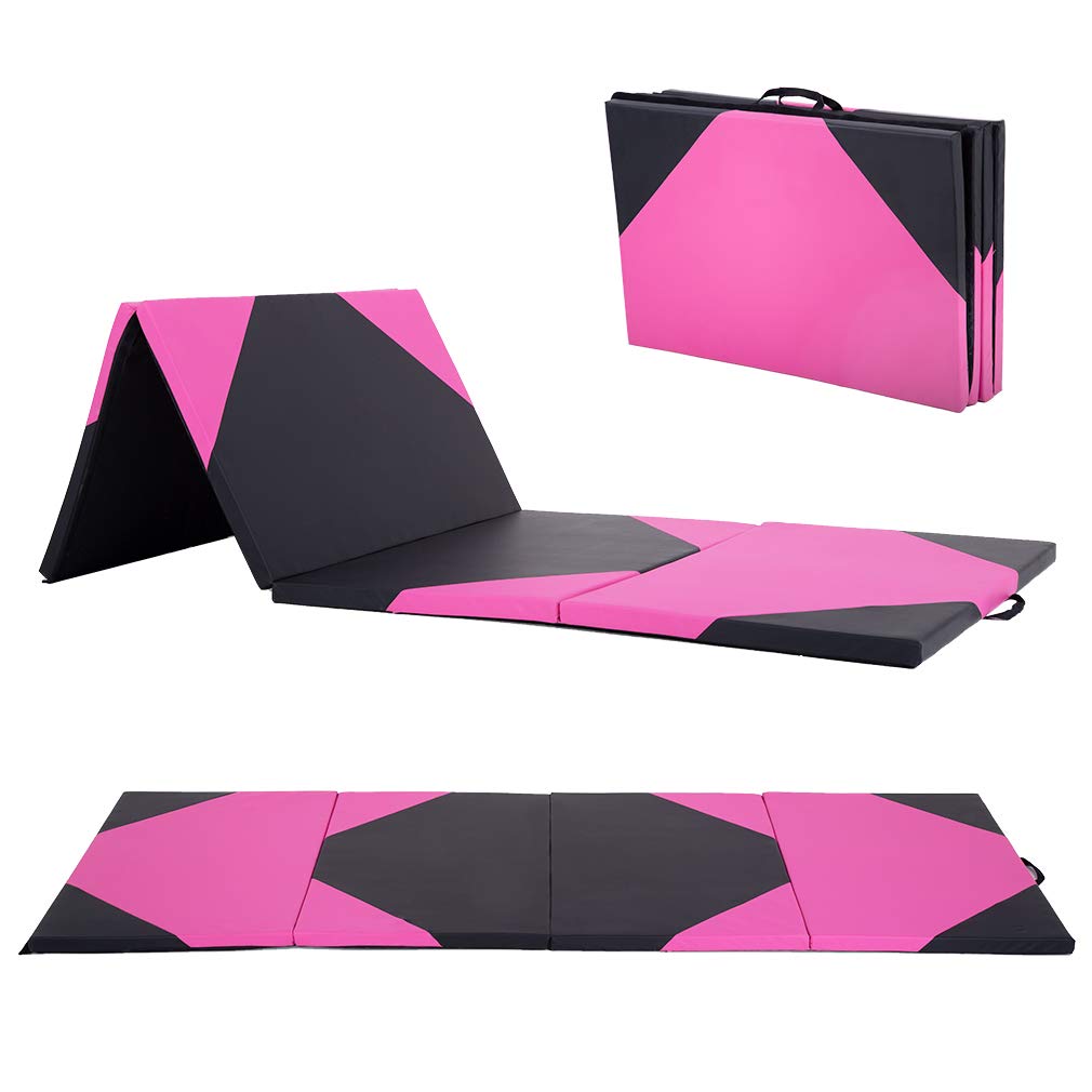 Tumbling Mats Gymnastics Tumbling Mats Foldable Foldable Yoga Mat Thick PU Leather Exercise Mat With Carrying Handles for home Workout outdoor Gymnastics Yoga Pilates