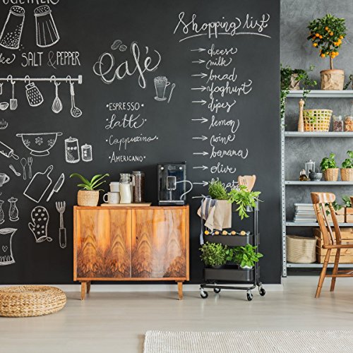 MMFB Black Board Sticker Dry Erase, Chalkboard Wallpaper Stick and Peel Adhesive Roll with 15 Chalks for Wall, Tables, Schools, Home(17.8" X 108", 3 Pack)