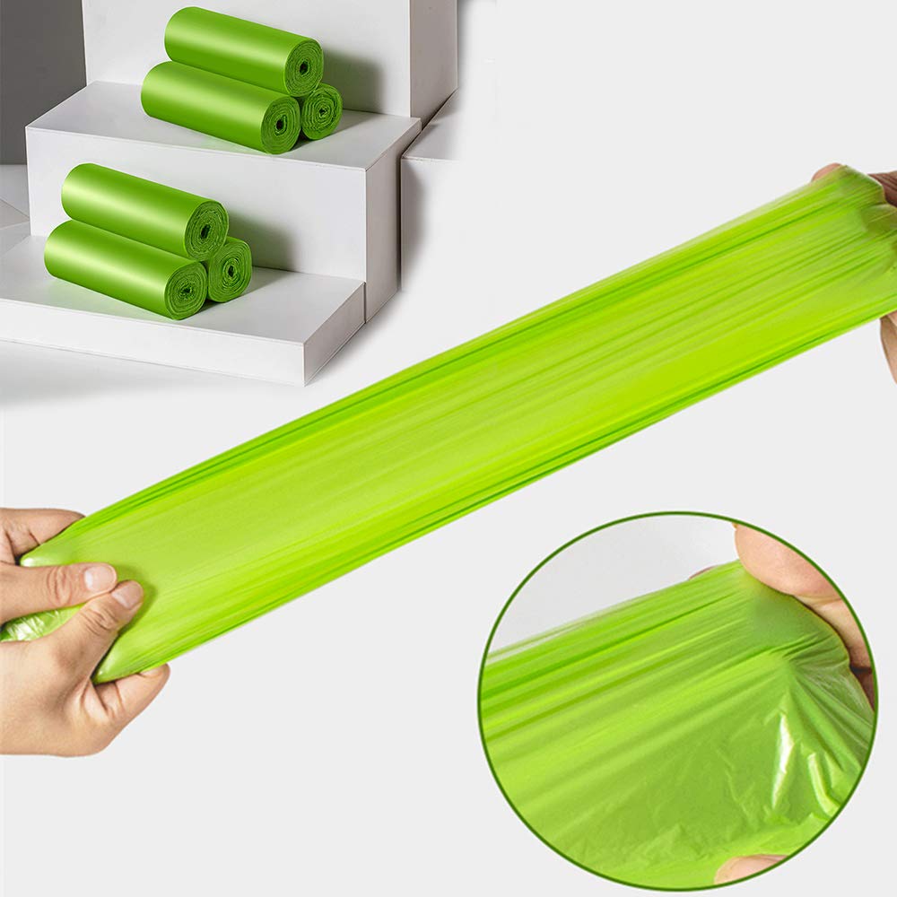 Trash Bags Biodegradable, Strong Rubbish Bags, Trash bags Recycling & Degradable Garbage Bags, Compostable Bags (Green, 13 Gallon)