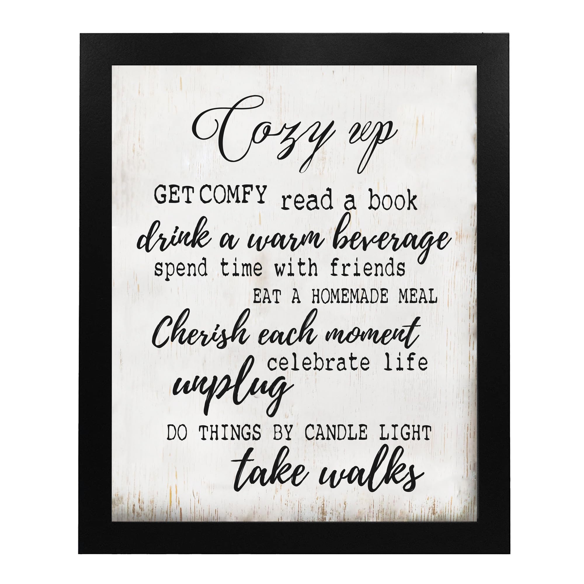 Cozy Up - Beach Wall Art, This Rustic Typography Ocean Wall Decor Sign Print is Ideal Decoration for Beach & Lake House, Cabin, Lodge Decor & Great Reminders to Relax & Celebrate Life! Unframed - 8X10