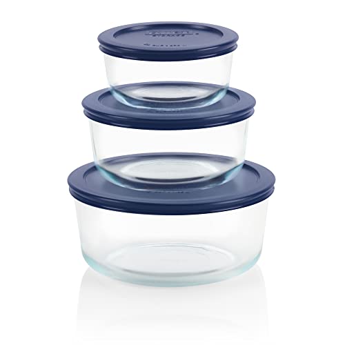 Pyrex Easy Grab 8-Piece Glass Baking Dish Set, 13x9-Inch, 8x8-Inch & 1-Cup & Simply Store 6-Pc Glass Food Storage Container Set, 7-Cup, 4-Cup, & 2-Cup Round Glass Storage Containers