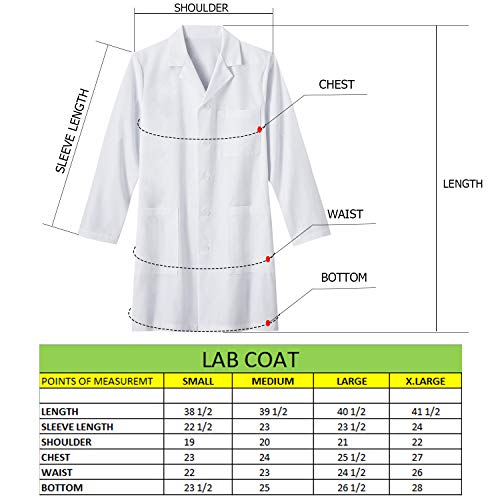TALVANIA Lab Coat Men Women White Long Sleeve Unisex Lab Coats Cotton Laboratory Coats