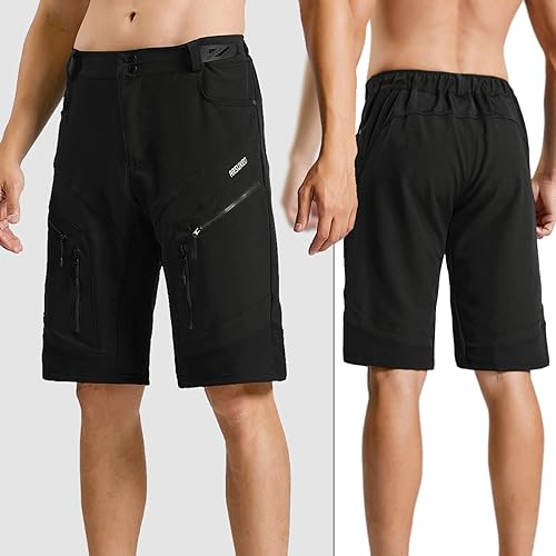 ARSUXEO Men's Loose Fit Cycling Shorts Mountain Bike Shorts Water Ressistant 1903 Black Size Large