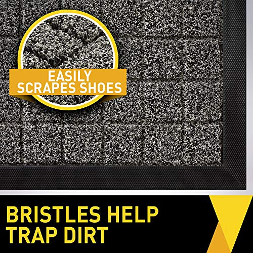 GRIP MASTER Durable Tough Natural Rubber Doormats, 29x17 Size, Waterproof Boots Scraper Mats, Heavy Duty Indoor Outdoor Door Mat for Winter Snow, Low-Profile Easy Clean, Green Small Leaves