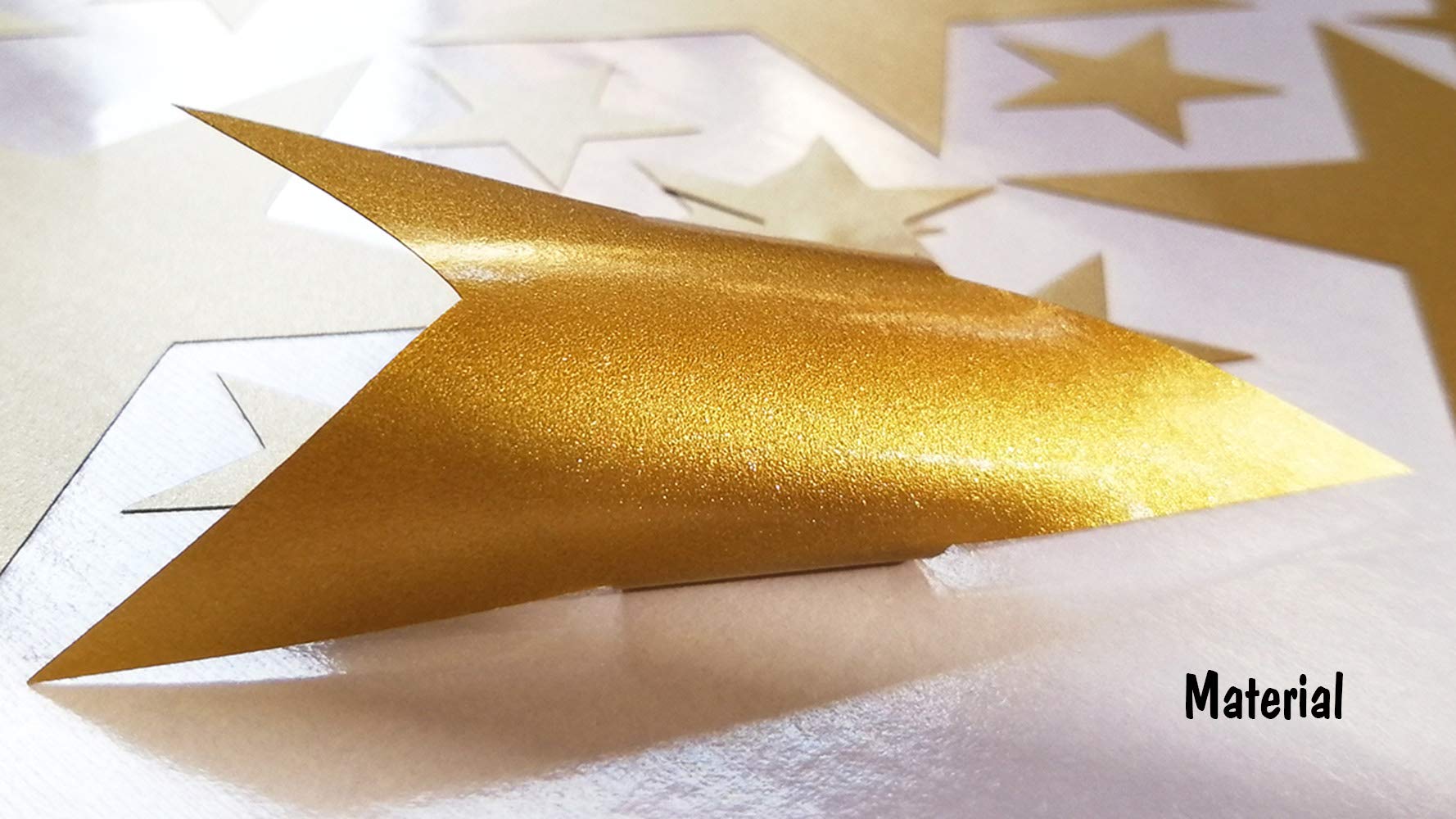 Mozamy Creative Star Wall Decals (146 Count) Gold Star Wall Decal Bedroom Wall Decals Star Wall Stickers Removable Peel and Stick Wall Decals, Vintage Gold