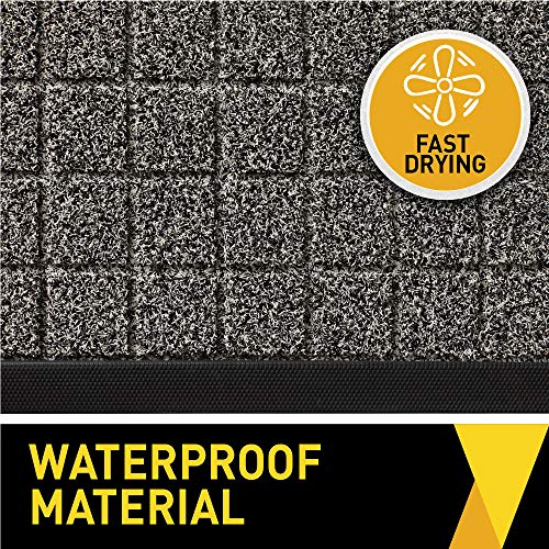 GRIP MASTER Durable Tough Natural Rubber Doormats, 29x17 Size, Waterproof Boots Scraper Mats, Heavy Duty Indoor Outdoor Door Mat for Winter Snow, Low-Profile Easy Clean, Green Small Leaves