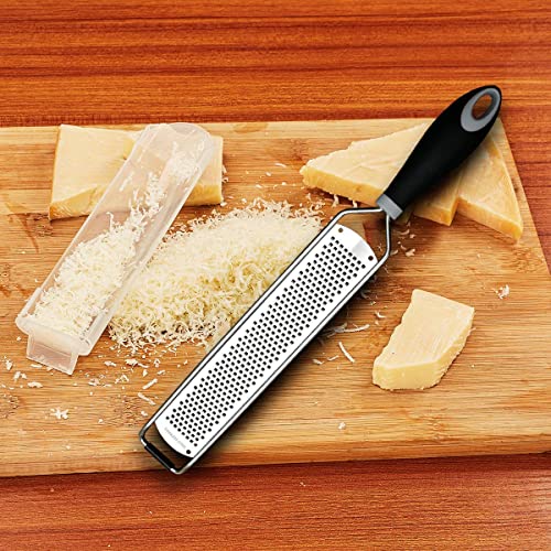 ALLTOP Lemon Zester, Hand-held Stainless Steel Food Grater,Pro Kitchen Tool for Cheese Parmesan Vegetable Ginger Garlic Nutmeg Citrus Lime Orange Chocolate Fruit - Fine Shredder
