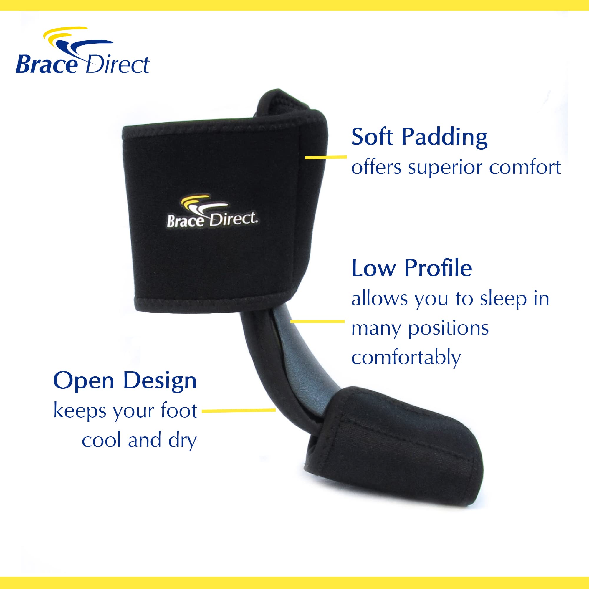 Brace Direct Dorsal Adjustable Night Sleeping Splint - for Plantar Fasciitis Relief, Arch Support, Heel Foot Pain, Tendonitis, Drop Foot