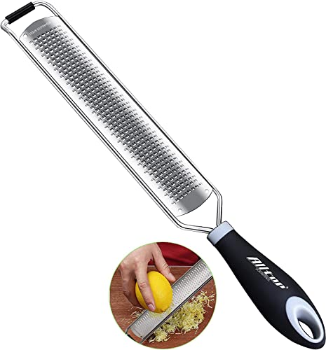 ALLTOP Lemon Zester, Hand-held Stainless Steel Food Grater,Pro Kitchen Tool for Cheese Parmesan Vegetable Ginger Garlic Nutmeg Citrus Lime Orange Chocolate Fruit - Fine Shredder