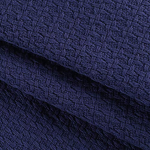 Elvana Home 100% Cotton Bed Blanket, Breathable Bed Blanket Queen Size, Cotton Thermal Blankets Queen, Perfect for Layering Any Bed for All Season, Navy Blue