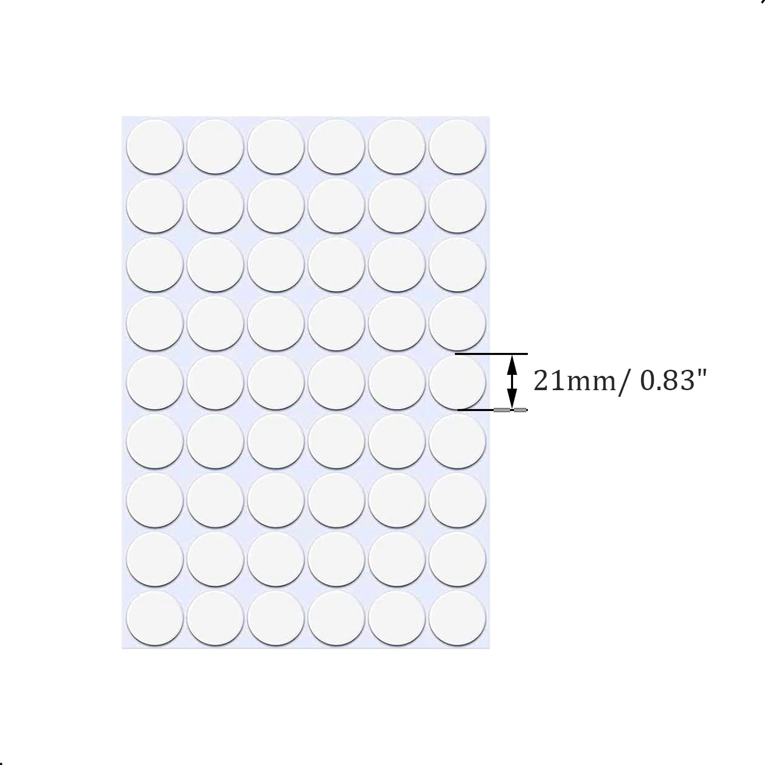 ZXUEZHENG Self-Adhesive Screw Hole Stickers,2-Table 54 in 1 Self-Adhesive Screw Covers Caps Dustproof Sticker 21mm White