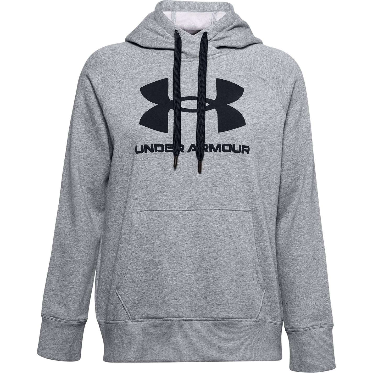 Under Armour Womens Rival Fleece Logo Hoodie , Steel Medium Heather (035)/Black , X-Large