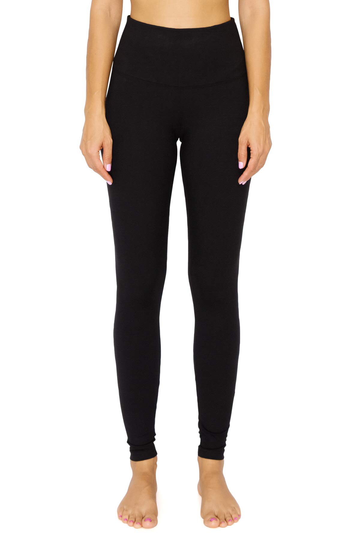 Leggings Depot Womens ActiveFlex 5" Waistband High Waisted Active Leggings Pants (Black, Large)