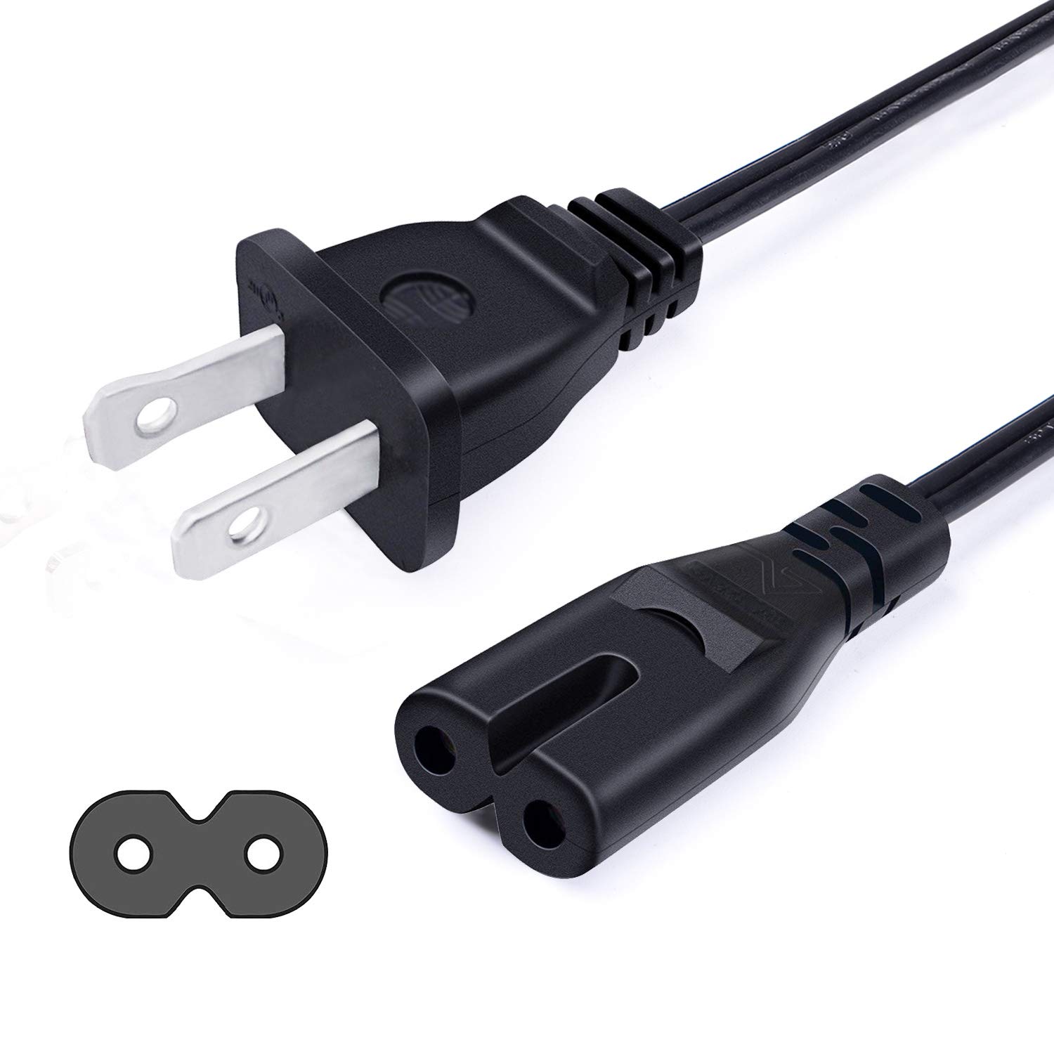 Power Cord Replacement for TCL Roku Smart LED LCD HD TV Samsung UN32EH4000FXZA UN32EH4003FXZA UN32EH4000 UN32EH4003 2 Prong TV Power Cord 8ft AC Cable