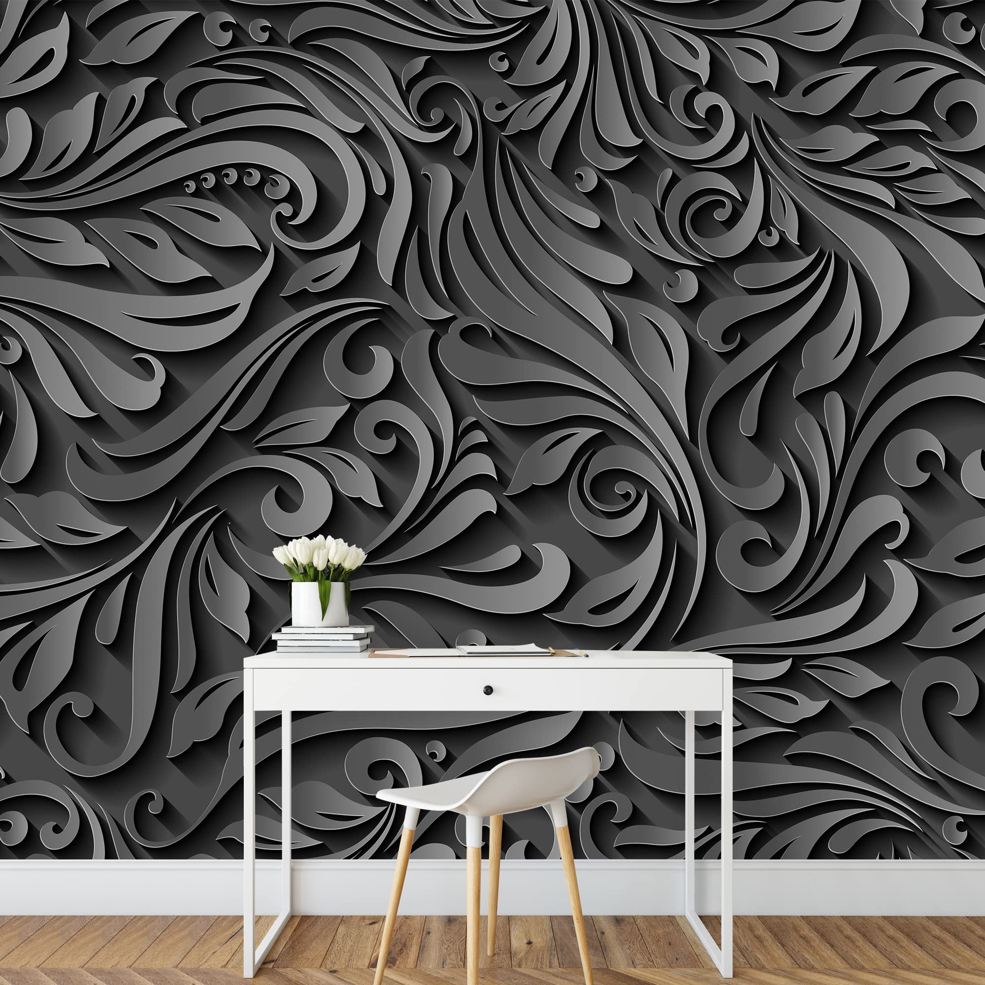 NWT Wall Murals for Bedroom Beautiful 3D View Pattern Flowers Removable Wallpaper Peel and Stick Wall Stickers - 66x96 inches