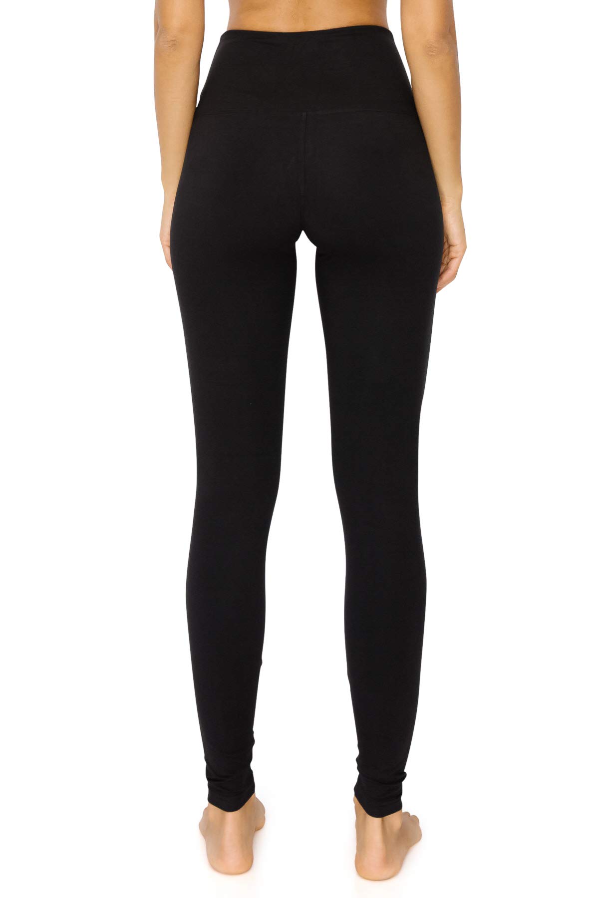 Leggings Depot Womens ActiveFlex 5" Waistband High Waisted Active Leggings Pants (Black, Large)