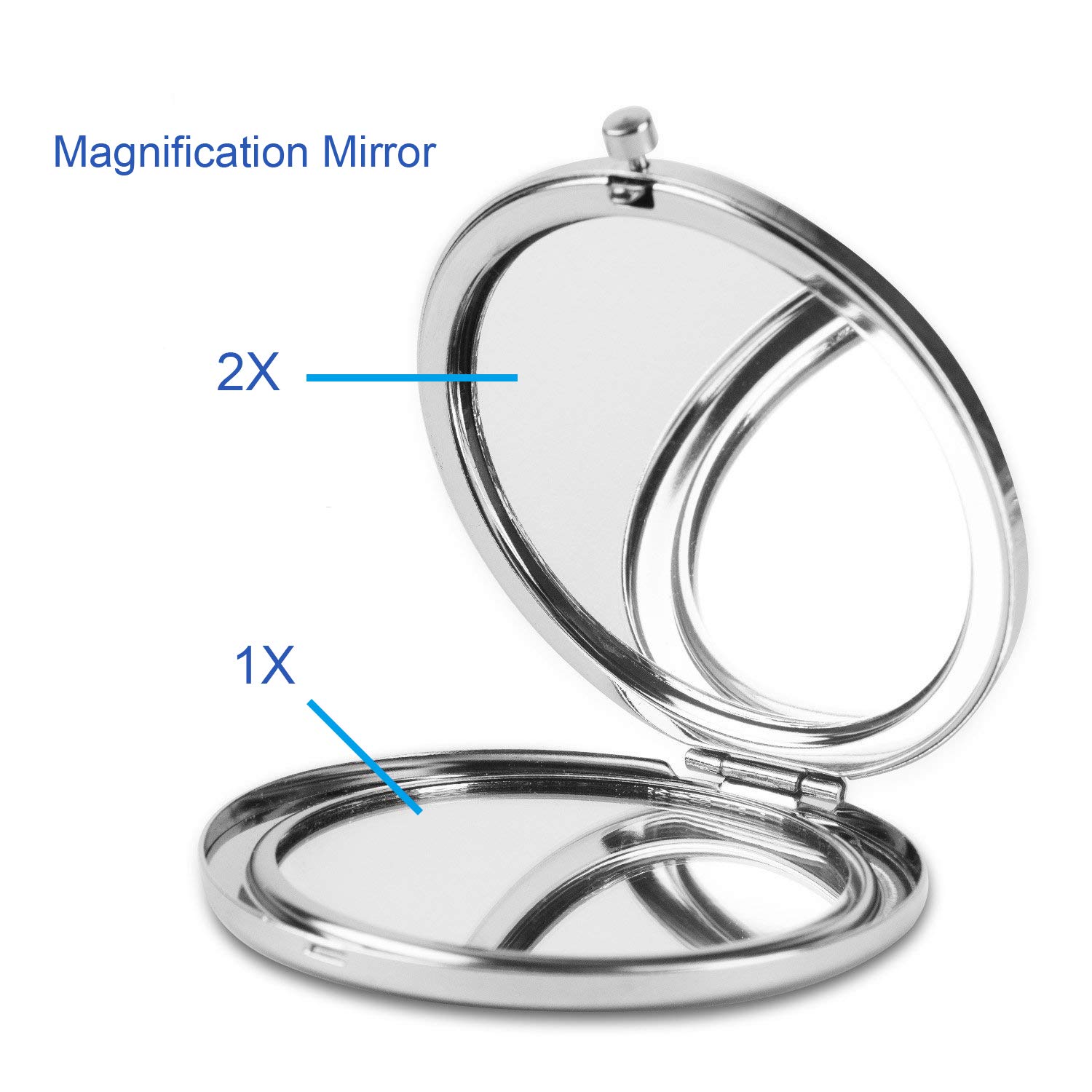 Dynippy Compact Mirror Round Makeup Mirror Folding Mini Pocket Mirror Portable Hand Mirror Double-Sided with 2 x 1x Magnification for Woman Mother Great Gift (Pink Marble)