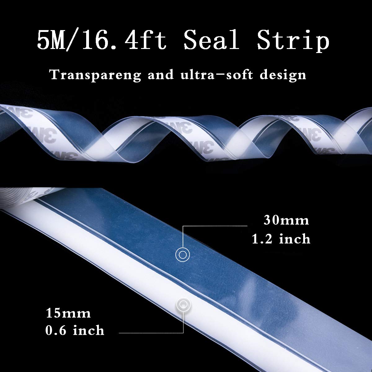 Silicone Seal Strip,Weather Stripping for Door or Window,Weatherproof Soundproof Self Adhesive Door Strip Bottom, Door Draft Stopper Silicone Strip Tape for Doors Windows and Shower Glass Gaps