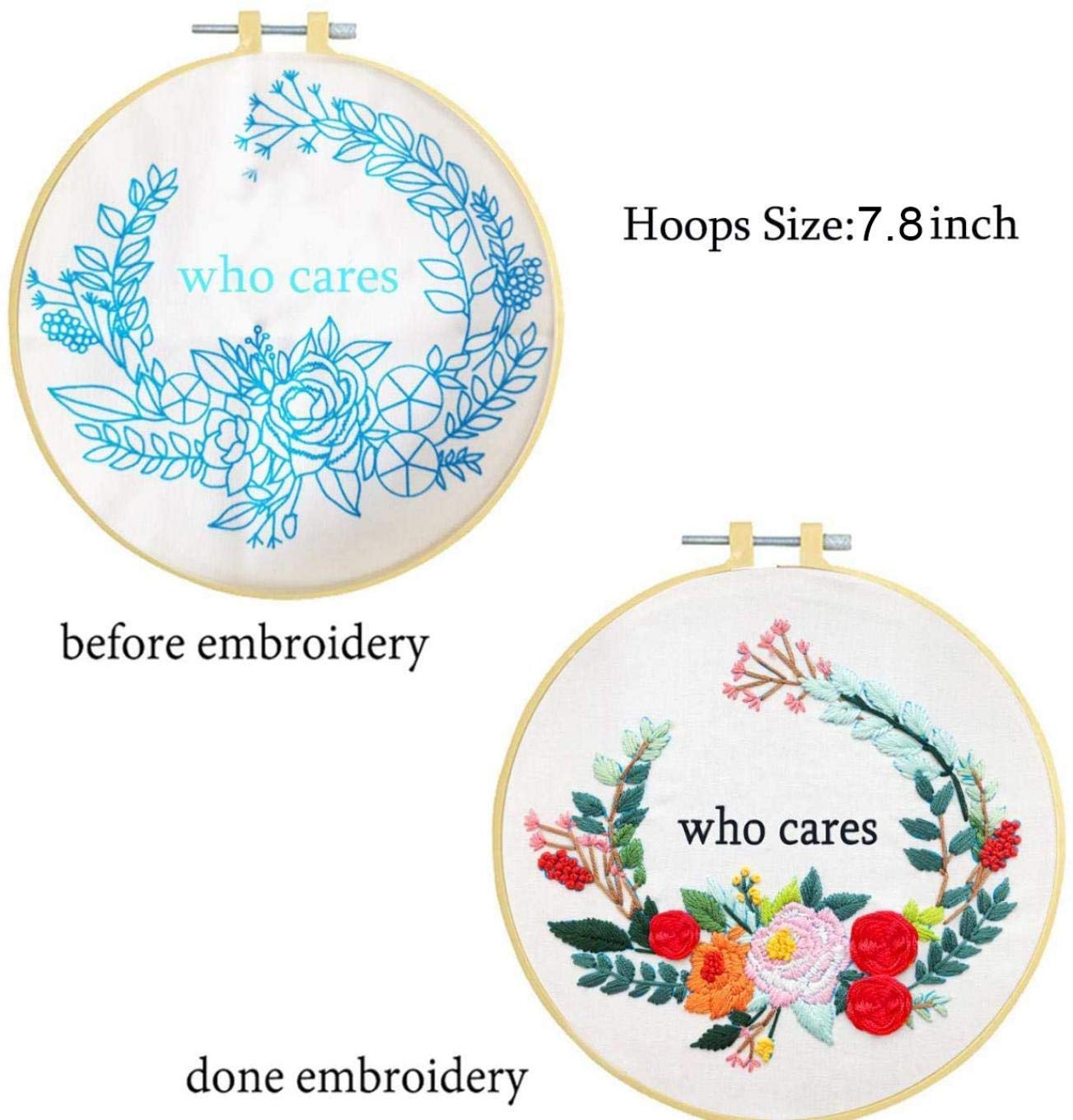Artilife Embroidery Kit for Beginner Cross Stitch Kit for Adults, Printed Embroidery Starter Kit Crafts with Stamped Pattern Embroidery Hoops Floss Thread Needles