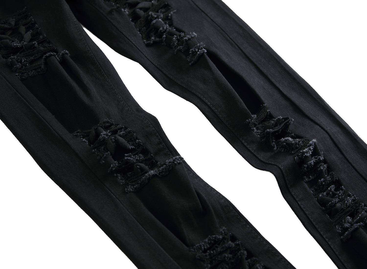 Men's Ripped Skinny Stretch Distressed Destroyed Slim Jeans Denim Pants Black 34