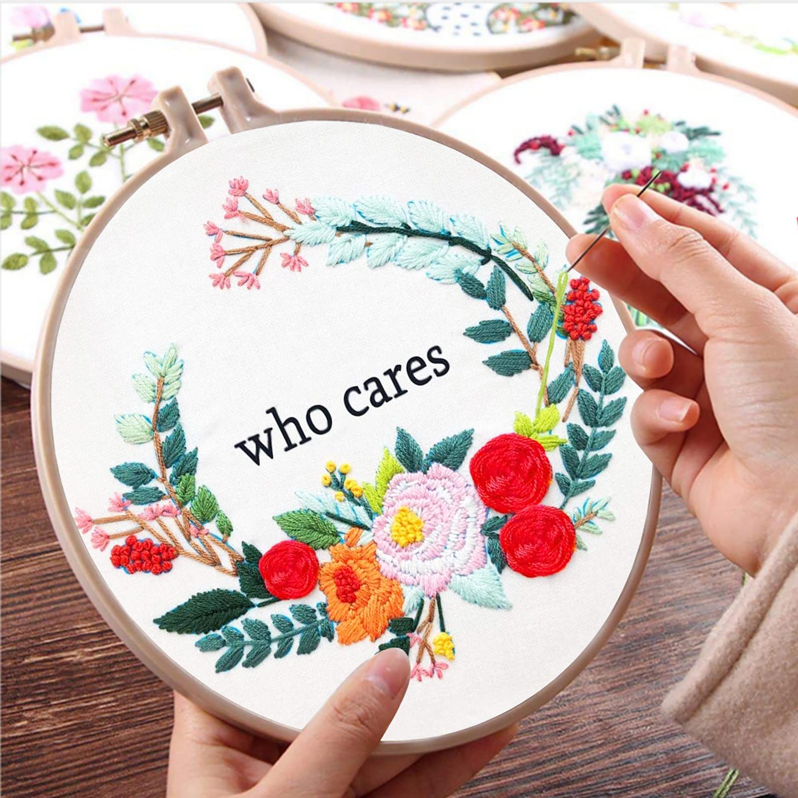 Artilife Embroidery Kit for Beginner Cross Stitch Kit for Adults, Printed Embroidery Starter Kit Crafts with Stamped Pattern Embroidery Hoops Floss Thread Needles