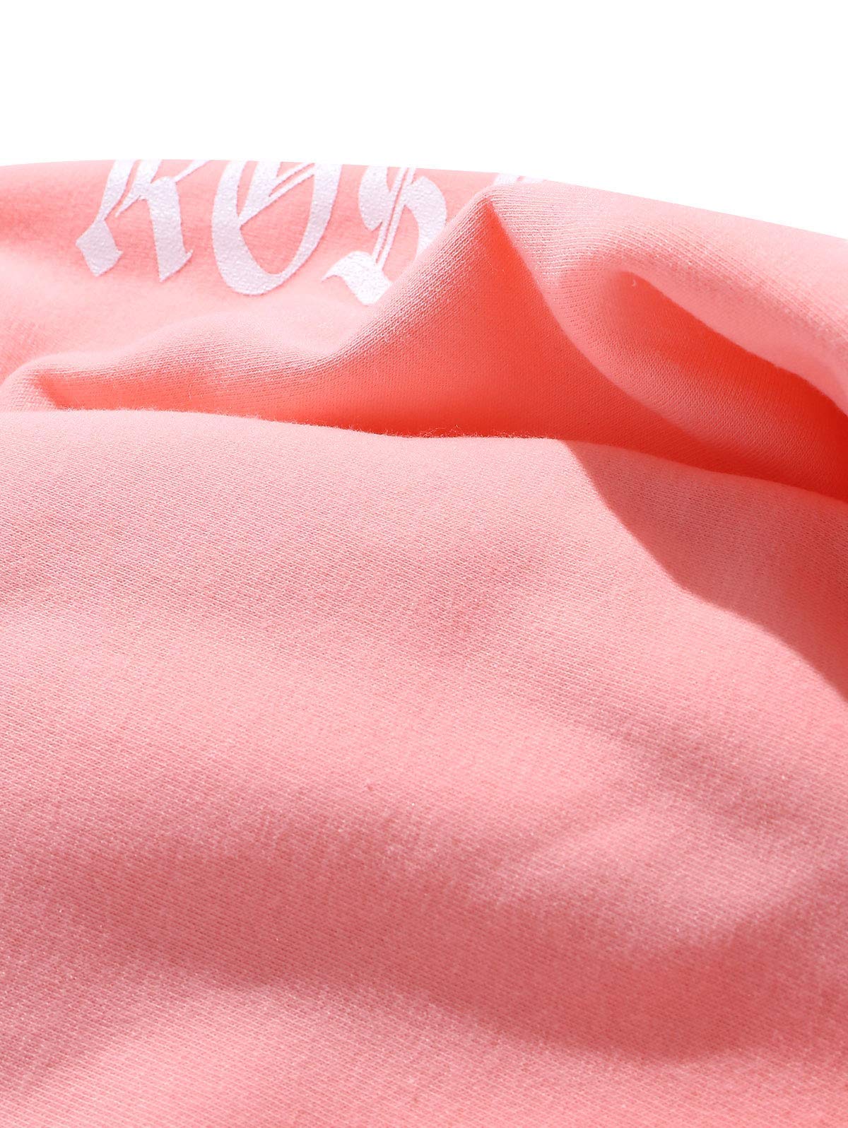 ZAFUL Men's Fleece Hoodie Unisex Rose Letter Print Hooded Pullover Kangaroo Pocket Sweatshirt Pink L