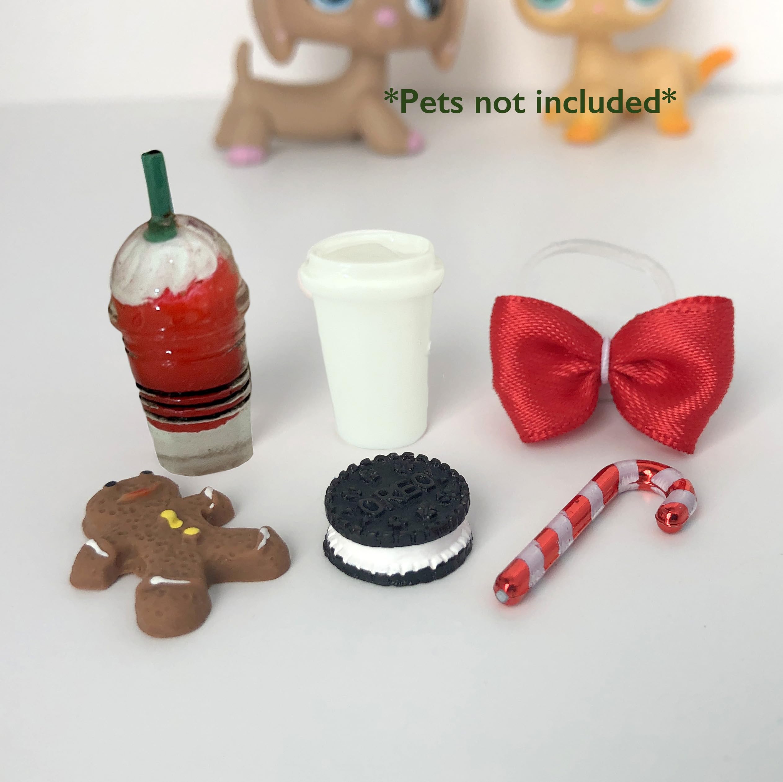 LPS Pet Shop 6 PC Christmas Food Bow Accessories Lot