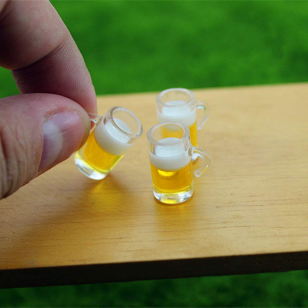Xinhongo 12Pcs Beer Cup Dollhouse Mugs Miniature Cups Dollhouse Mug Model for Miniature Dollhouse Accessories with Realistic Looking Beer