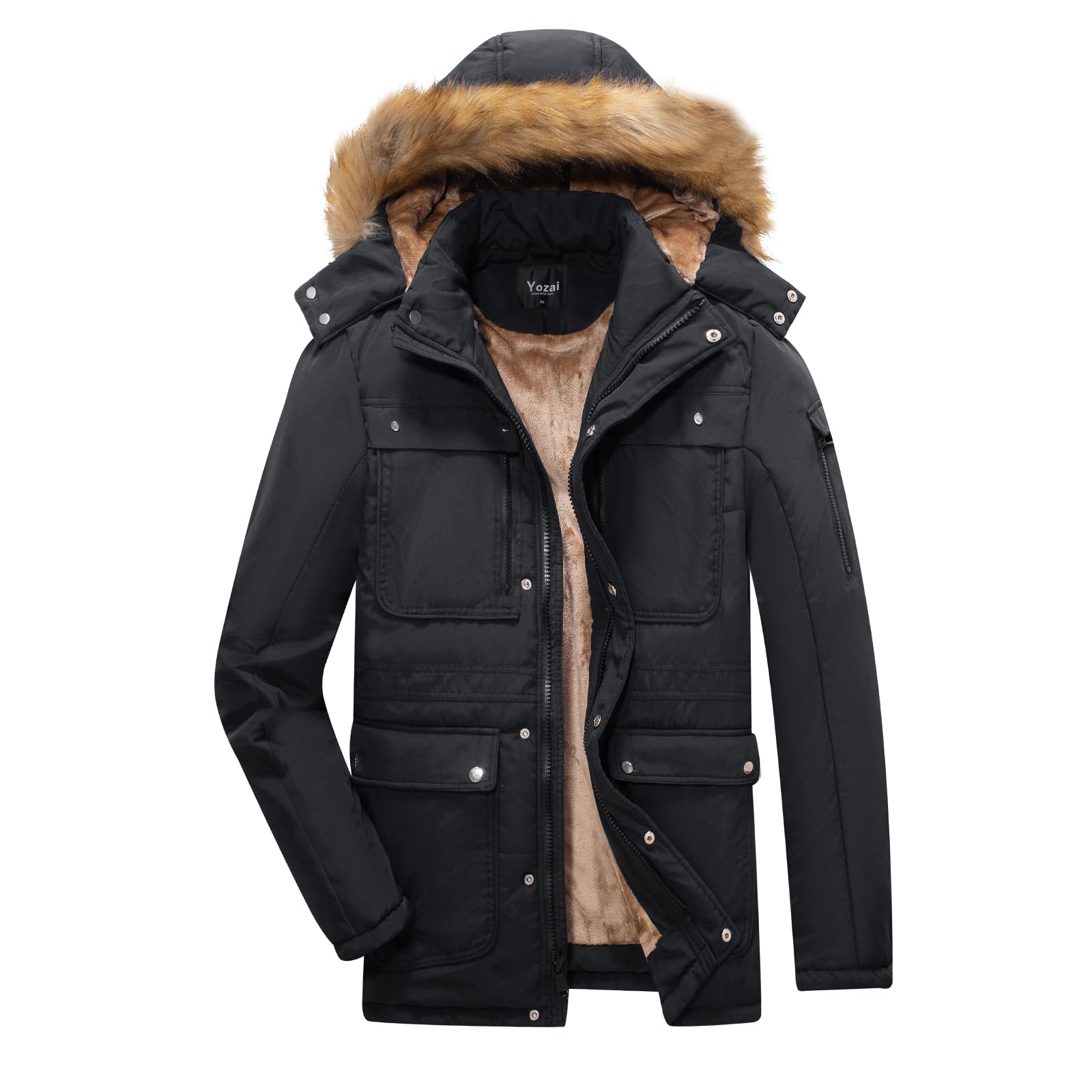 Men Winter Coats, Waterproof Ski Snow Jackets Mountain Hiking Windbreaker Parka Black Medium