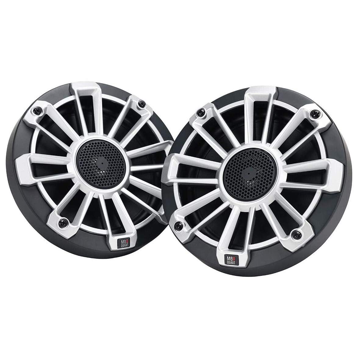 MB Quart NP1-116 Nautic Premium Outdoor Waterproof 6.5 Inch Coaxial Marine Speaker Pair with 3 Removable Grill Color Options, Black