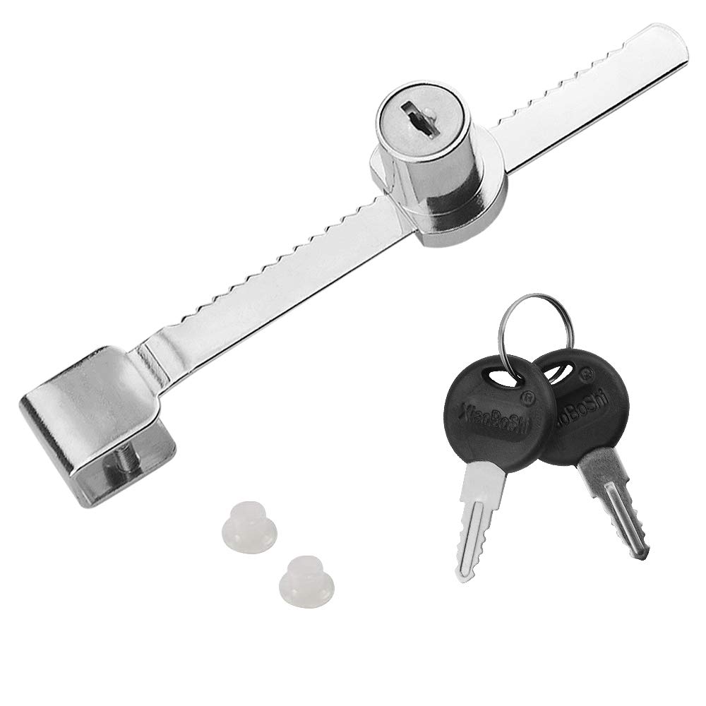 TOVOT 2 Pack Sliding Glass Door Locks Display Case with Chrome, Lock Ratchet Lock Showcase Display-Keyed Different