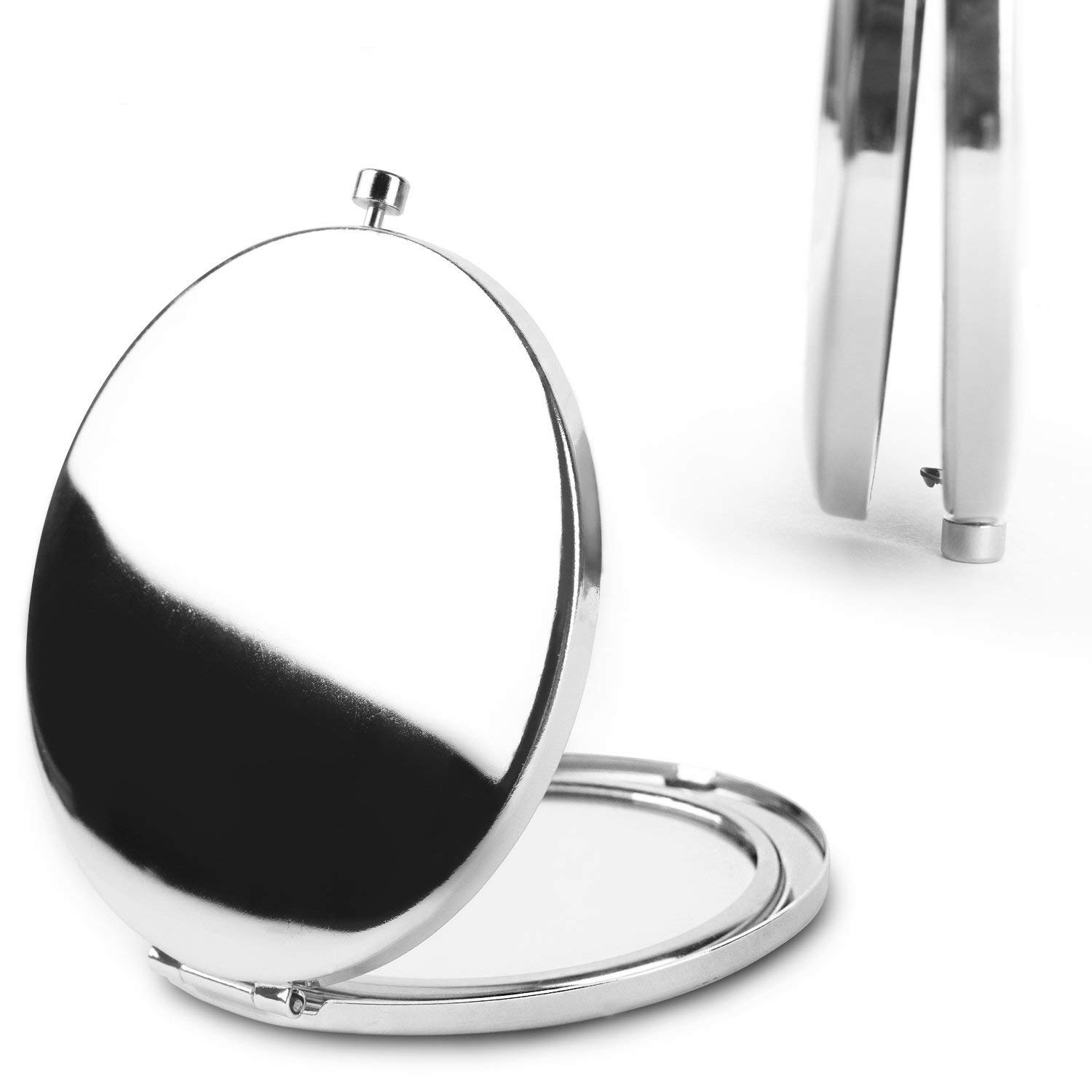 Dynippy Compact Mirror Round Makeup Mirror Folding Mini Pocket Mirror Portable Hand Mirror Double-Sided with 2 x 1x Magnification for Woman Mother Great Gift (Pink Marble)