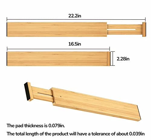 BAMEOS Drawer Dividers Bamboo Separators Organization Expandable Organizers for Kitchen Bedroom Bathroom Dresser Office 4-pack