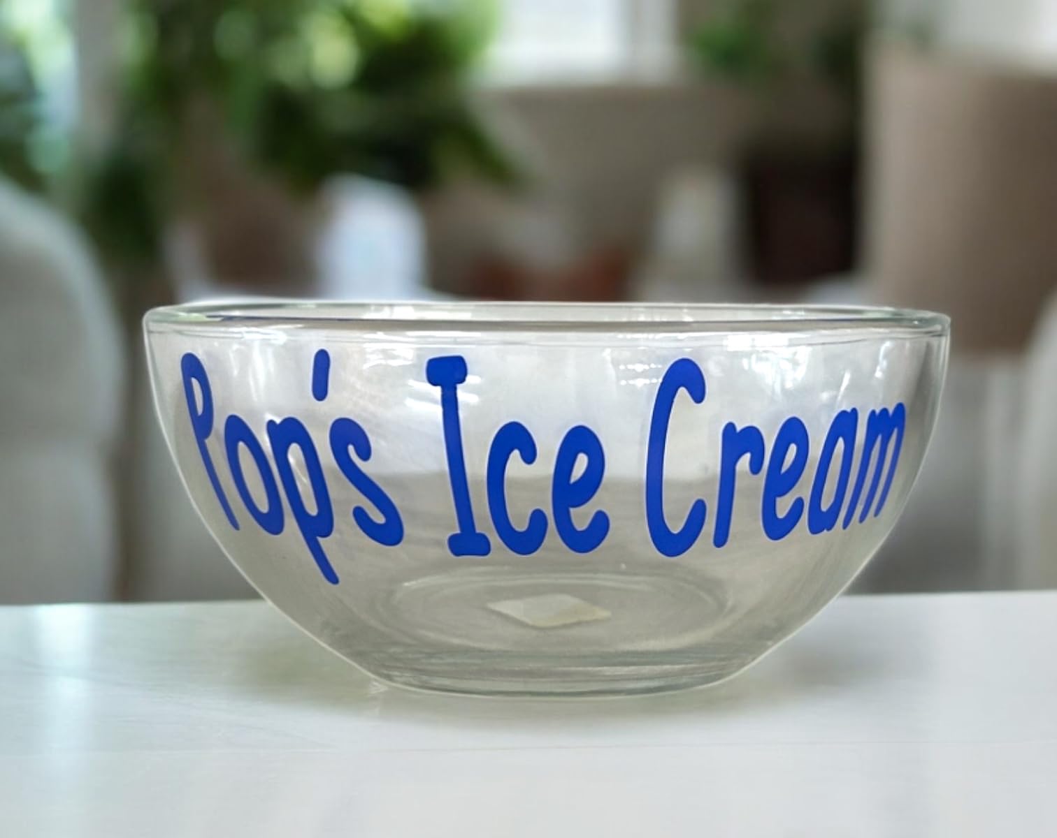 Personalized Ice Cream Bowl, Glass Dessert Dish Gift for Dad Grandpa Kids, Cereal Snacks