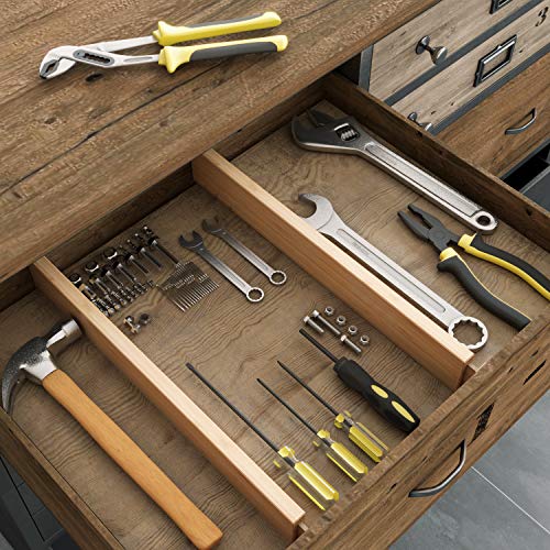 BAMEOS Drawer Dividers Bamboo Separators Organization Expandable Organizers for Kitchen Bedroom Bathroom Dresser Office 4-pack