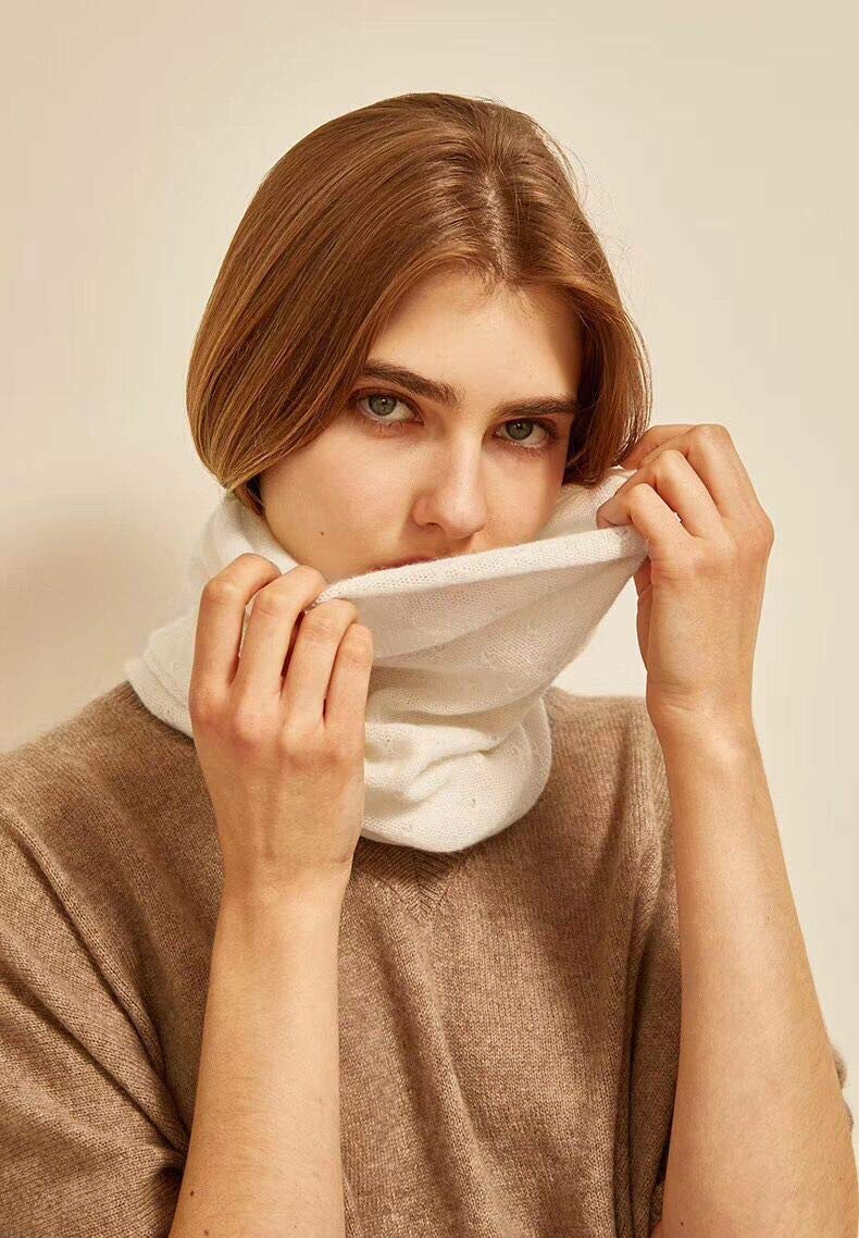 Jolmo Lander 100% Cashmere Women Winter Infinity Scarf Warm Circle Loop Neck Warmer (White)