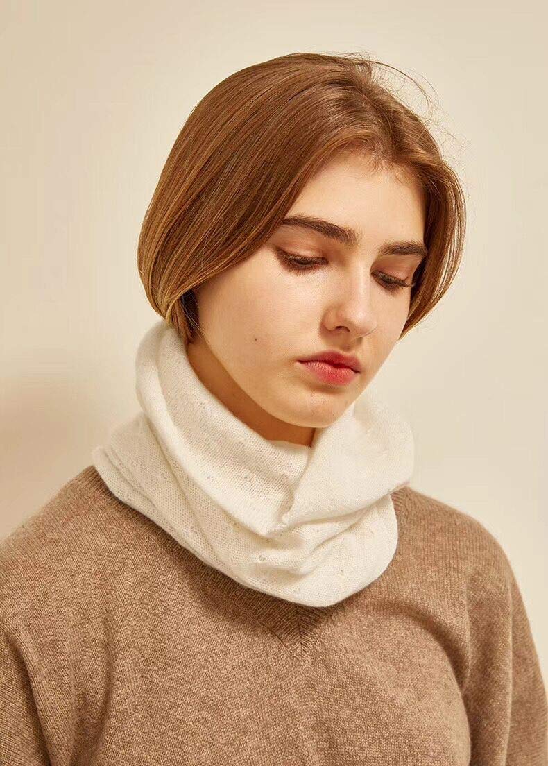 Jolmo Lander 100% Cashmere Women Winter Infinity Scarf Warm Circle Loop Neck Warmer (White)
