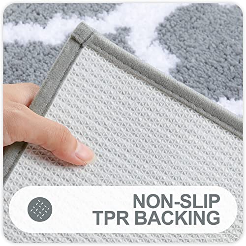OLANLY Bathroom Rugs Set 2 Piece Microfiber Bath Shower Mat and U-Shaped Toilet Rug, Machine Wash Dry, Non Slip Absorbent Shaggy Bath Rug for Tub, Shower and Bath Room (20" x 32"+20" x 24", Grey)